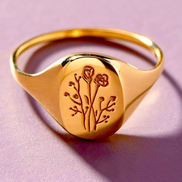 Anthropologie | Jewelry | 23 New Anthro Etched Wildflower Signet Ring ...